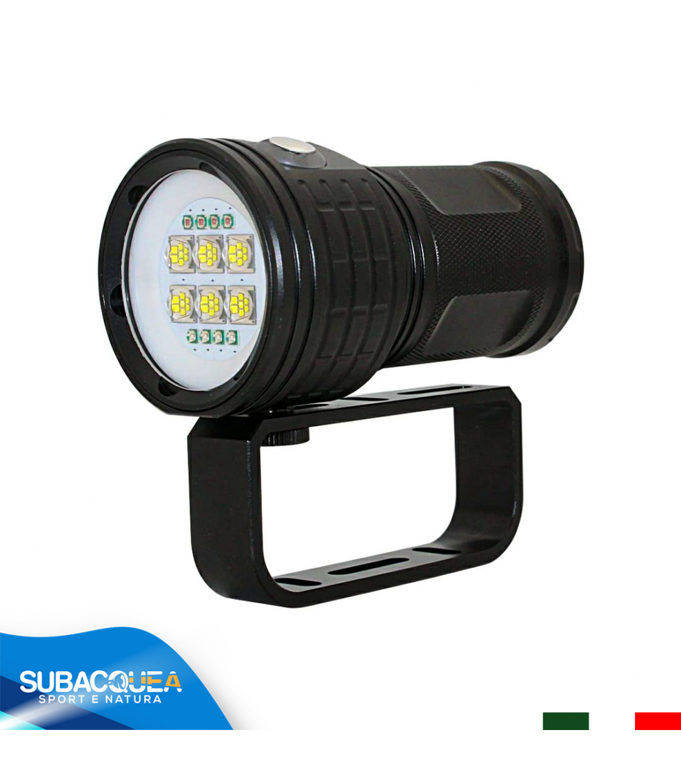 Torcia Subacquea per Foto e Video, Modello L6 New, 6 LED 9090, 6000 Lm