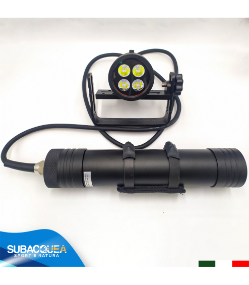 Torcia Subacquea Speleo S.S.N., Modello H02, 4 LED XHP35, 4500 Lm